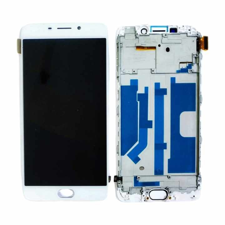 Display For Oppo R9 - white (display glass combo folder) - Mobile Multiple